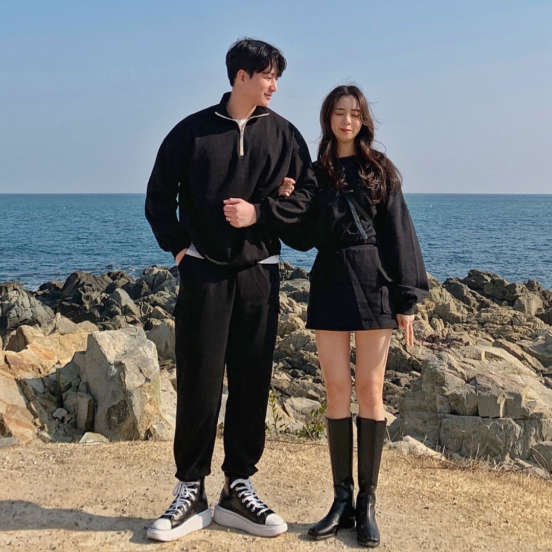 봄 가을 맨투맨 카고 미니스커트 쭈리 투피스 원피스 커플시밀러룩 3color