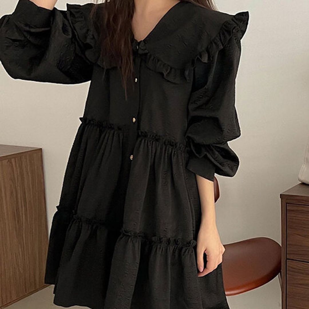 빅카라 러블리 레이스 프릴 카라 캉캉 A라인 원피스 661958