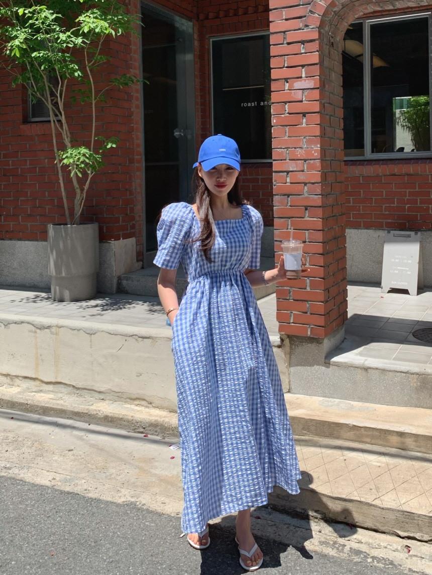 블루 블랙 스퀘어넥 여자 와이드 스커트 롱원피스 여름 봄 바캉스 비치 동남아 휴양지 원피스 허리 셔링 주름 플레어 엄마돌잔치 돌잔치 쉬폰 백오픈 백리스 예쁜 여성롱 여행