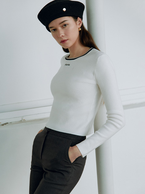 TWO-TONE LINE KNIT WHITE