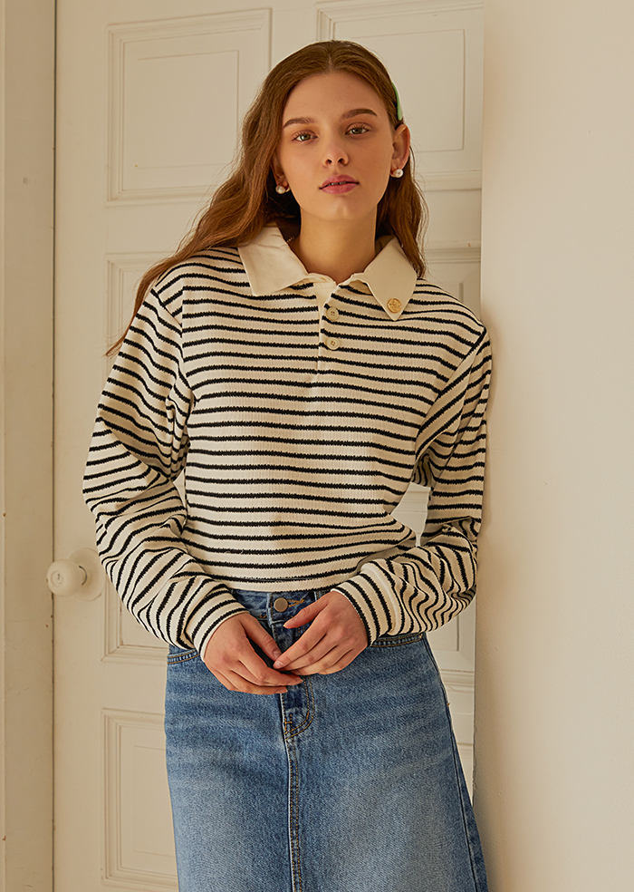 아노에틱 ANC STRIPE CROP T-SHIRT_IVORY