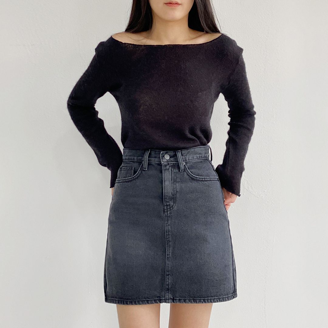 S Xl 키큰여자 빅사이즈 미니 연청 중청 흑청 청치마 A라인 데님 스커트 46cm