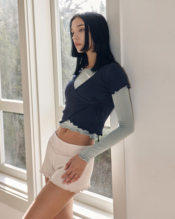 데비웨어 비비아나 골지 쇼츠DEVI-B0061-크림