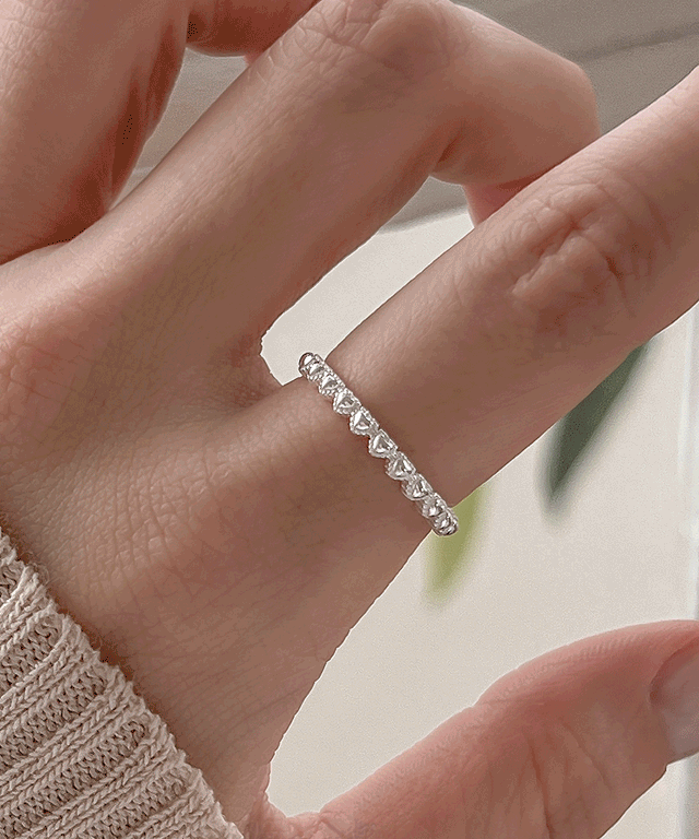 끌렌느 [Silver925] 솔리드 하트 프리사이즈 925 실버 반지 (2color)