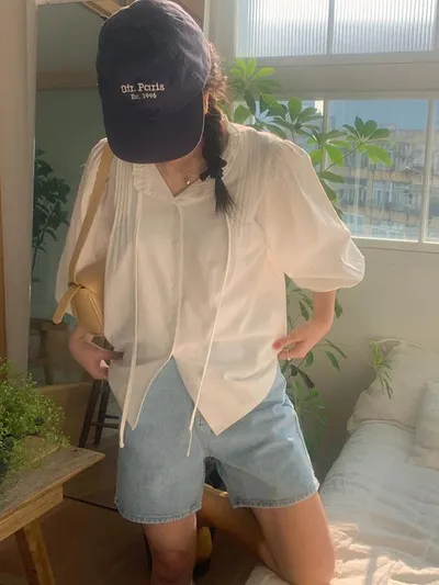 프렌치오브 💗반팔추가made 8천장돌파 유어 여름 퍼프 셔링 프릴 핀턱 블라우스2color 데이트룩하객룩소개팅룩