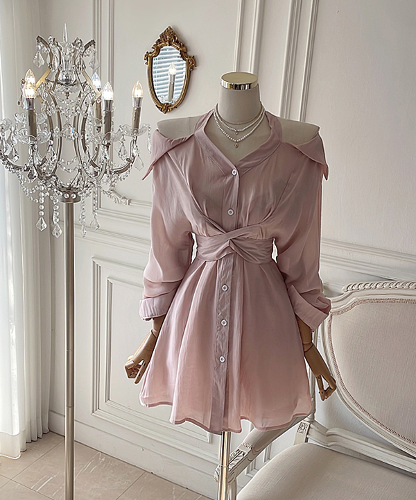 우아르 쎄라미 오프숄더 미니원피스 결혼식 하객룩 데이트룩 파티룩 행사룩 브라이덜샤워 돌잔치 돌잔치원피스 셀프웨딩 웨딩촬영 셔츠원피스 플레어원피스 세트원피스