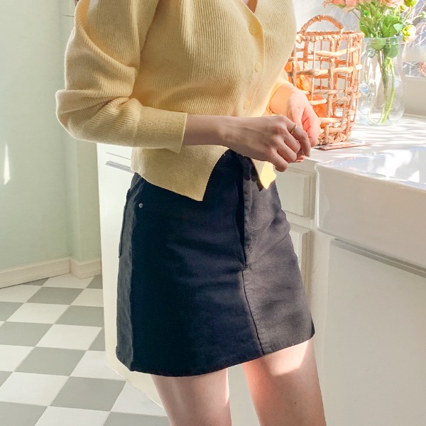 리지 코튼 미니스커트 2color (S-L)