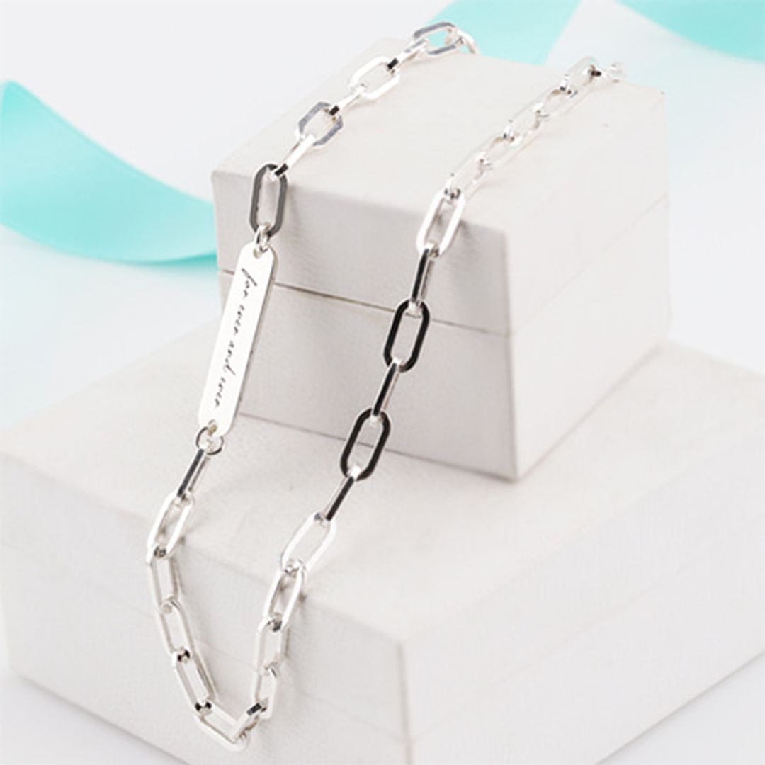 클립 여자은목걸이 남자은목걸이 커플 체인 순은 925 이니셜 각인