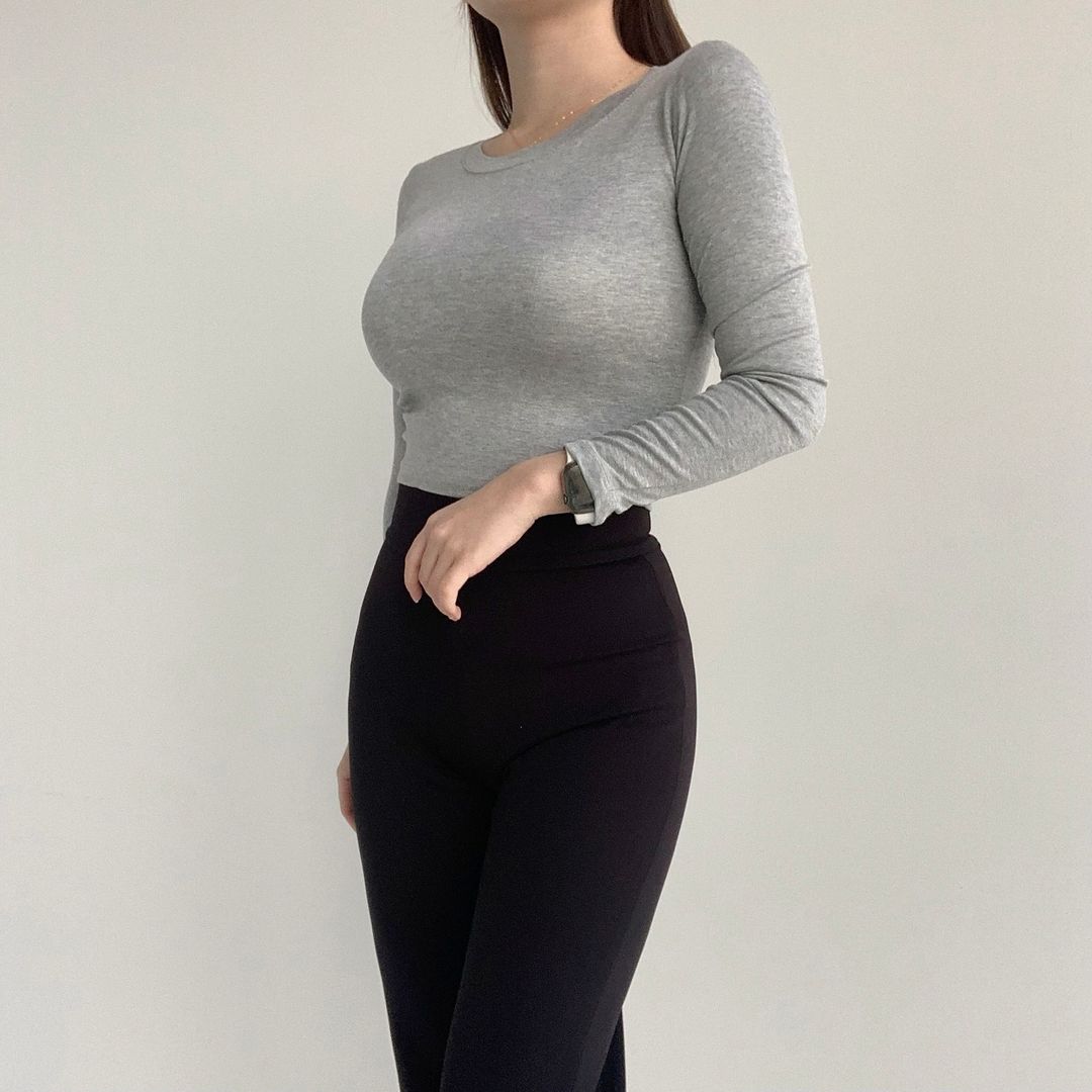 무료배송 코튼요가 크롭티 긴팔 크롭 티셔츠 이너 기본티 골지티 슬림핏 요가 필라테스 운동복 여름 반팔