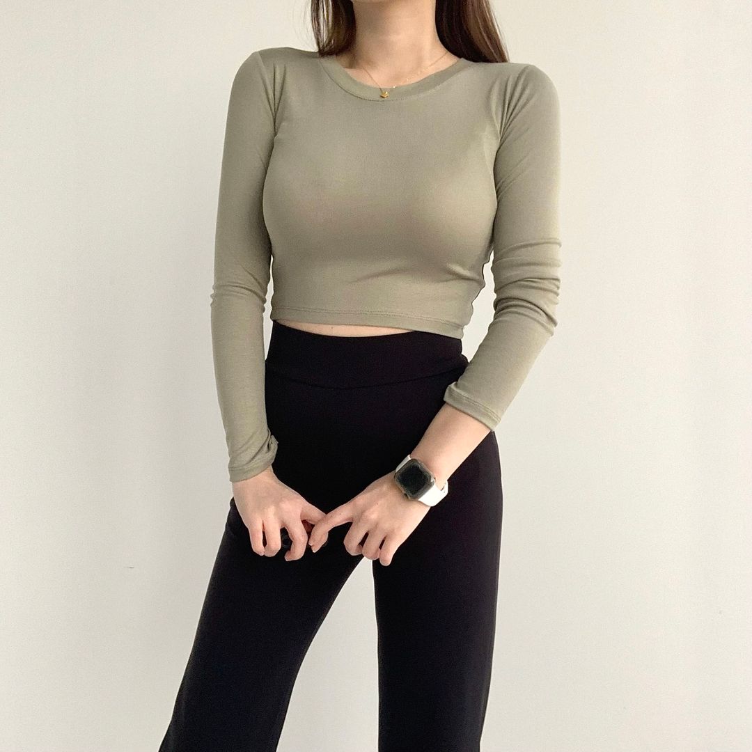 무료배송 코튼요가 크롭티 긴팔 크롭 티셔츠 이너 기본티 골지티 슬림핏 요가 필라테스 운동복 여름 반팔