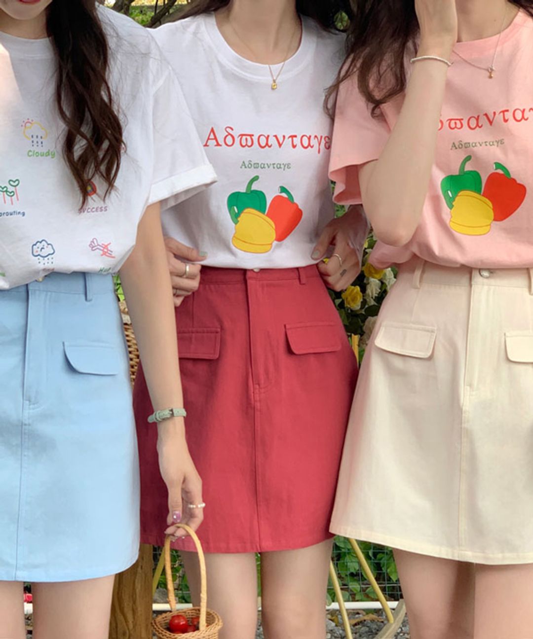 6 Colors 칼라 미니 스커트 하이웨스트 포켓 세미 A라인 유색 솔리드 면 코튼 미니 숏치마 봄 여름 파스텔 블랙