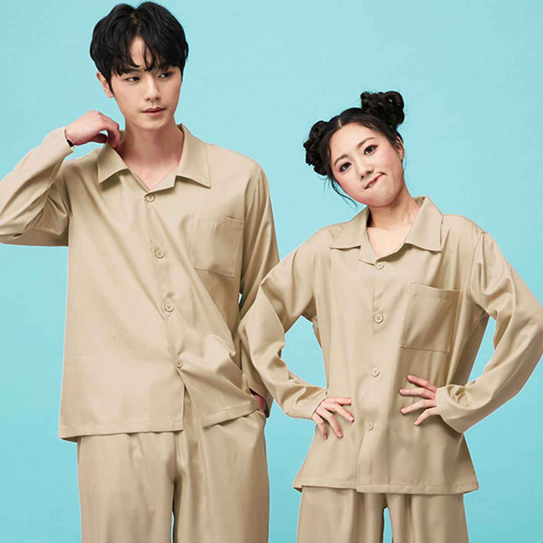 죄수복 베이지 긴팔 긴바지 세트 반티