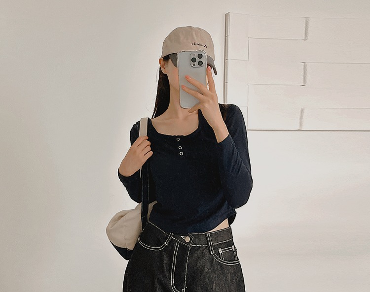 리리앤코 3천5백장 돌파 센밀리 스판 스퀘어넥 세미크롭 티셔츠 가을 신상 간절기 데일리룩 빅사이즈 얇은긴팔 슬림핏 딱붙는