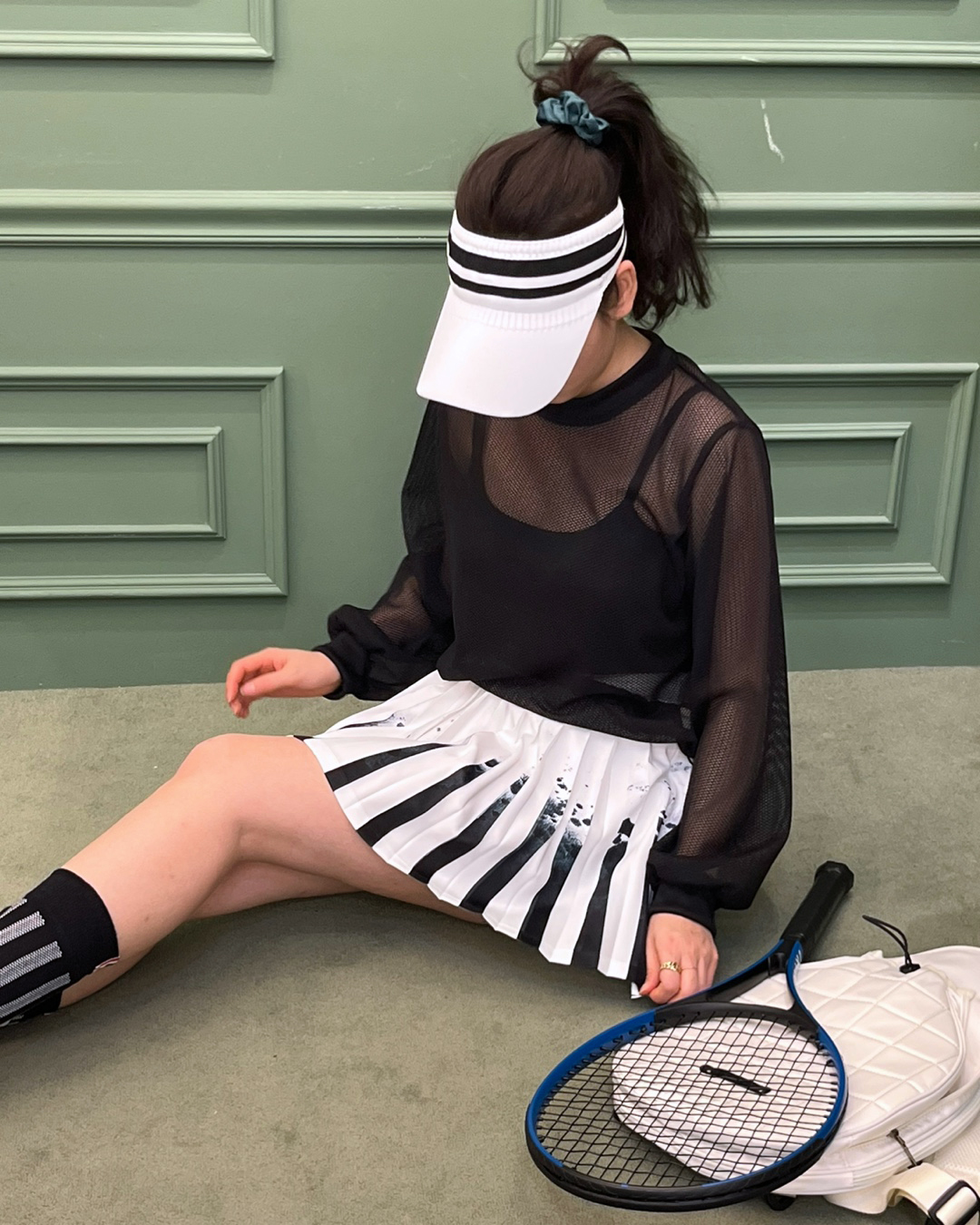 골프 테니스웨어 그라데이션 드로잉스커트 (white)