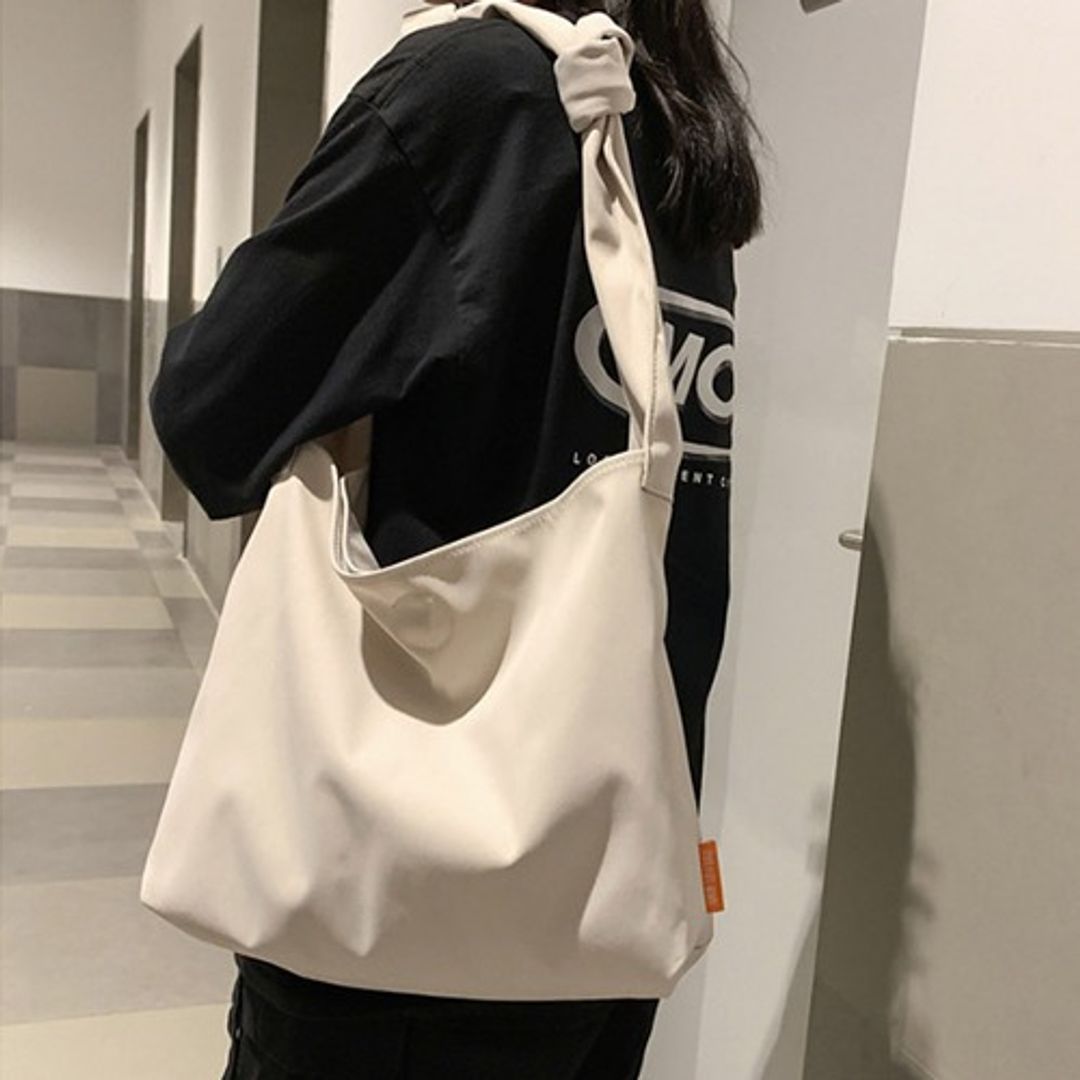 카일러 심플 베이직 에코 호보 쇼퍼 가방대학생 빈티지 캐주얼 캔버스 데일리 가벼운 숄더백 무지 지퍼 간편 루즈핏 방수 천가방