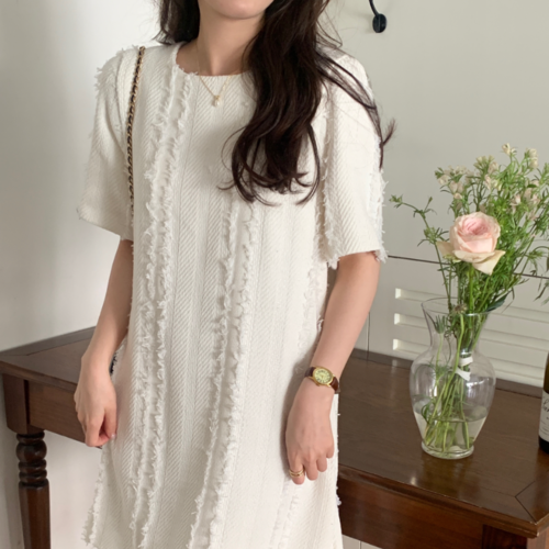 신상 여름원피스 수술 프렌치 봄 트위드원피스 반팔 트위드 털 라운드넥 루즈핏 일자핏 미니스커트 심플한 미니 귀여운 뱐팔원피스 여름옷썸머룩데이트룩데일리룩소개팅 20