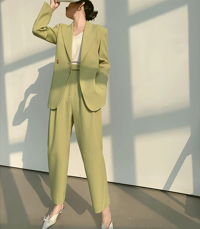 클래식 테일러드 싱글 버튼 자켓일자 슬림핏 슬렉스 정장세트블레이저 하이 엔드 슈트 오버피싱글브레스트 여성 봄 여름 가을 정장 투피스 세미정장 캐쥬얼 바지정장 롱 팬츠