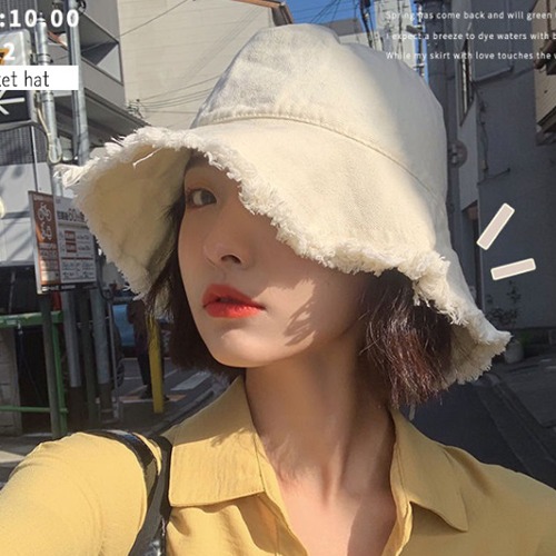 드레시백 머시디스 자외선 차단 햇빛 가리개 데일리 모자 빈티지 챙넓은 여행 캐주얼 무지 벙거지 버킷햇 면 코튼 캔버스 트리밍 챙모자