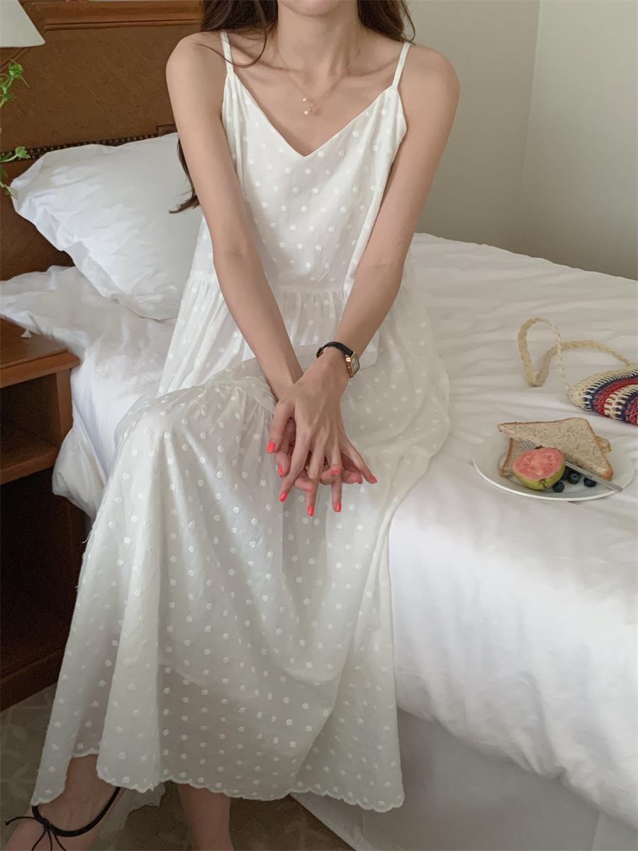 청순가련 롱 원피스 여성 화이트 시스루 롱드레스 슬리브리스 민소매 끈나시 뷔스티에 레이어드 캐미솔 어깨끈 봄 여름 30대 40대 여자옷 결혼식 피로연 하객룩 상견례