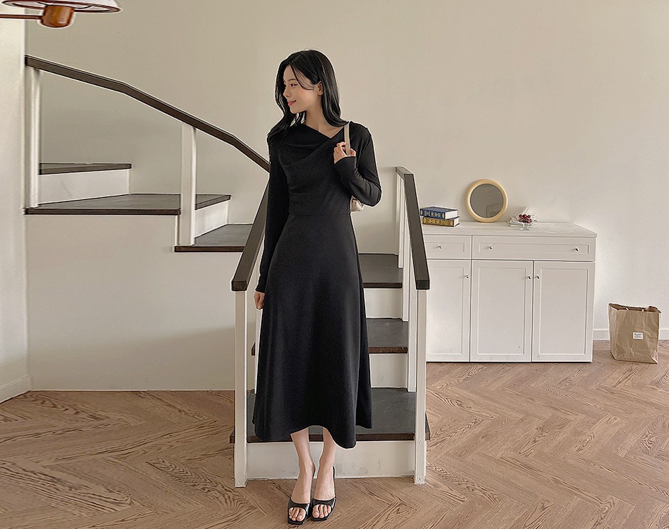 리리앤코 유레앙 스판 셔링 드레이프 롱 원피스 봄 봄옷 봄신상 신상 하객룩 빅사이즈 자체제작 빅사이즈원피스 긴팔원피스 롱원피스 신축성좋은 플레어 플레어원피스 셔링 드레이프