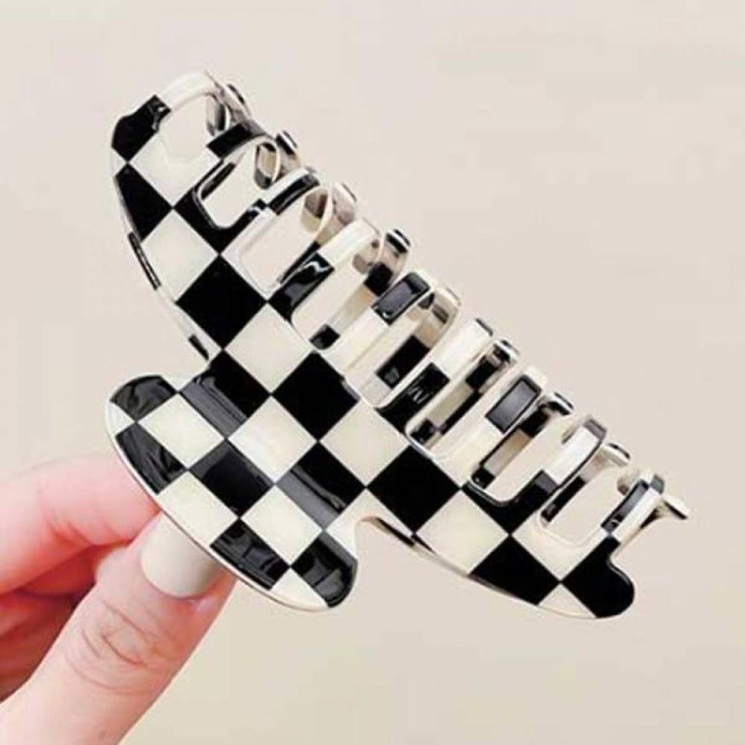 체커보드 스퀘어 집게 핀 바둑판 헤어 조개10cm 올림 머리 업타운걸스