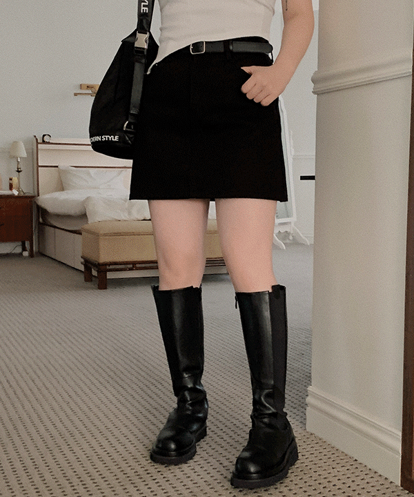 하비언니 #10512, 베이직 A라인 코튼 미니스커트 : 2color/S~L