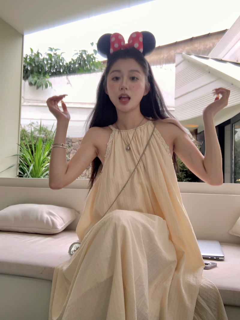 블랑 루즈 셔링 홀터 원피스 라운드 넥 슬리브리스 오프 숄더 나시 루즈 오버 박시 박스 핏 A 라인 롱 플레어 미디 스커트 치마 드레스 청순 여리 하늘하늘 빈티지 리조트