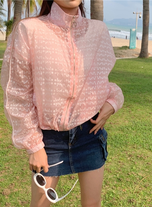 엣지걸 걸치는 바람막이 디자인 여름 선스크린 햇빛 차단용 소녀 스타일 여름 2023년 신상 쉬폰 여리여리한 레터링 걸치는 옷