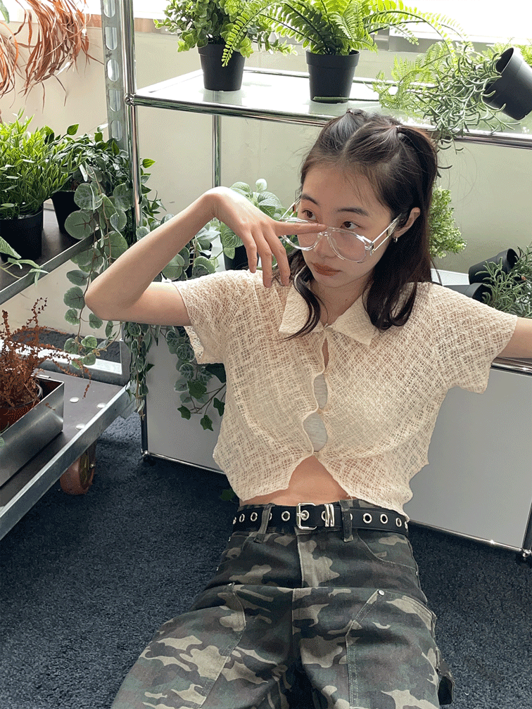 김아홉 lozenge lace blouse