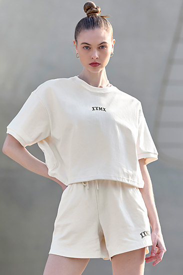 XXMX 베이직 스트링 티셔츠 애쉬크림