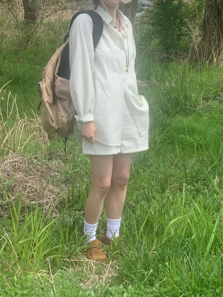 stripe seersucker set, 스트라이프 시어서커 여름 셔츠 반바지 세트 셋업 2col