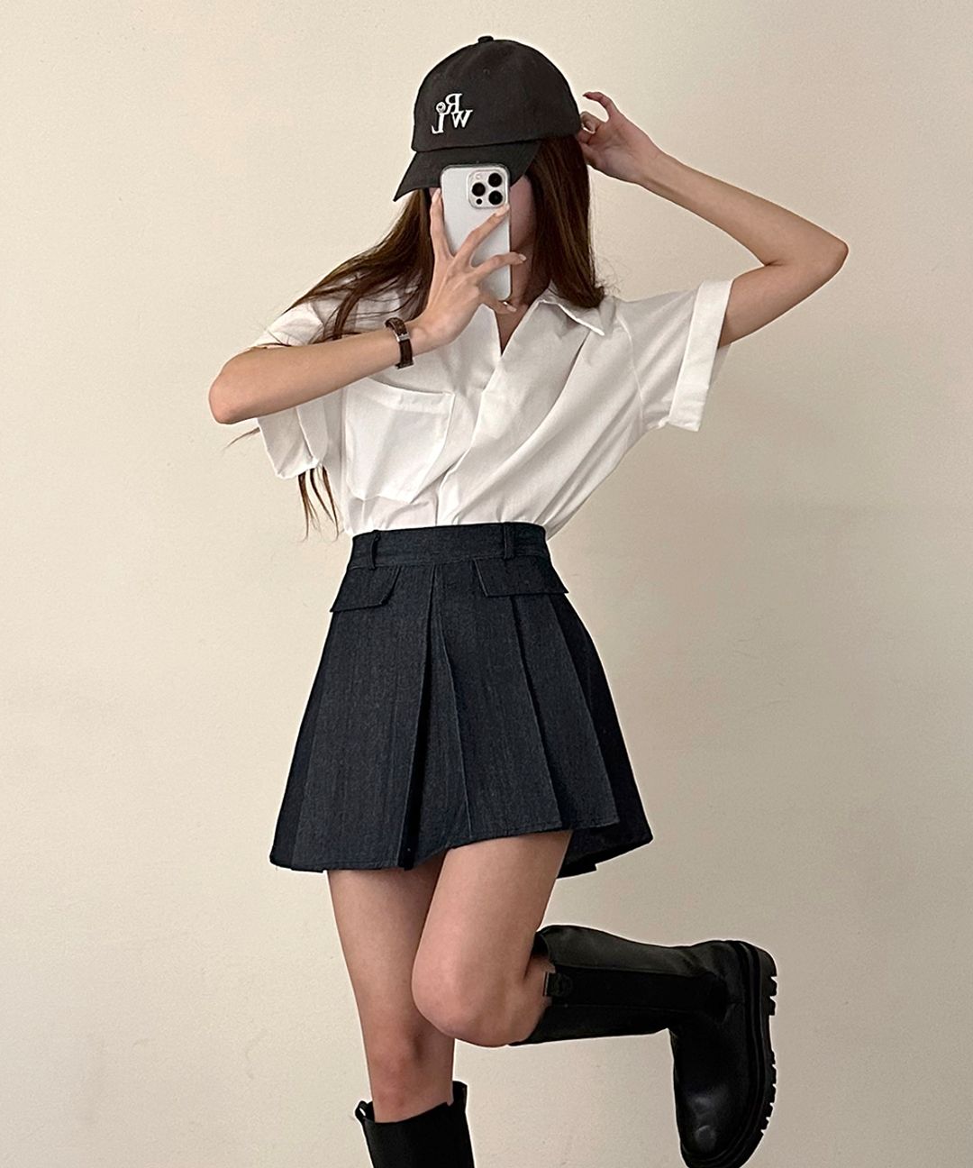 캐주얼뒷밴딩 러블리한 무드를 더해주는 데님 주름 청 미니 스커트 2color 미니 스커트 청 스커트 데님