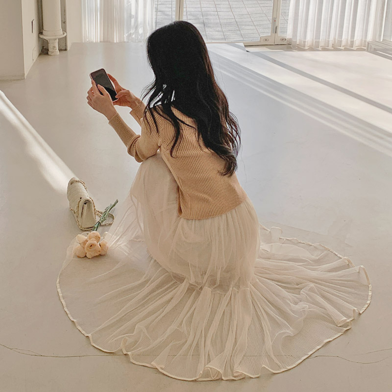 모어렌 밴딩샤스커트 Made Tsk0401 리카엘 밴딩 티어드 샤 롱 스커트캉캉스커트샤스커트플리츠스커트밴딩스커트하객룩데이트룩어나더트위