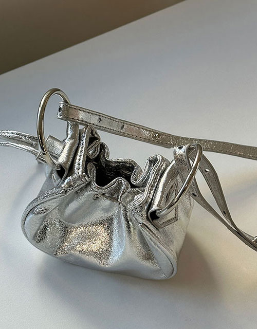 Mini string silver cross bag