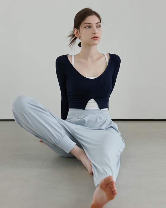 데비웨어 줄리아 골지 롱슬리브DEVI-T0092-네이비