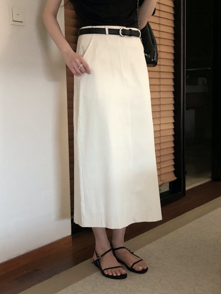 overclassic 오버클래식 버터 코튼 일자핏 롱 스커트 2color