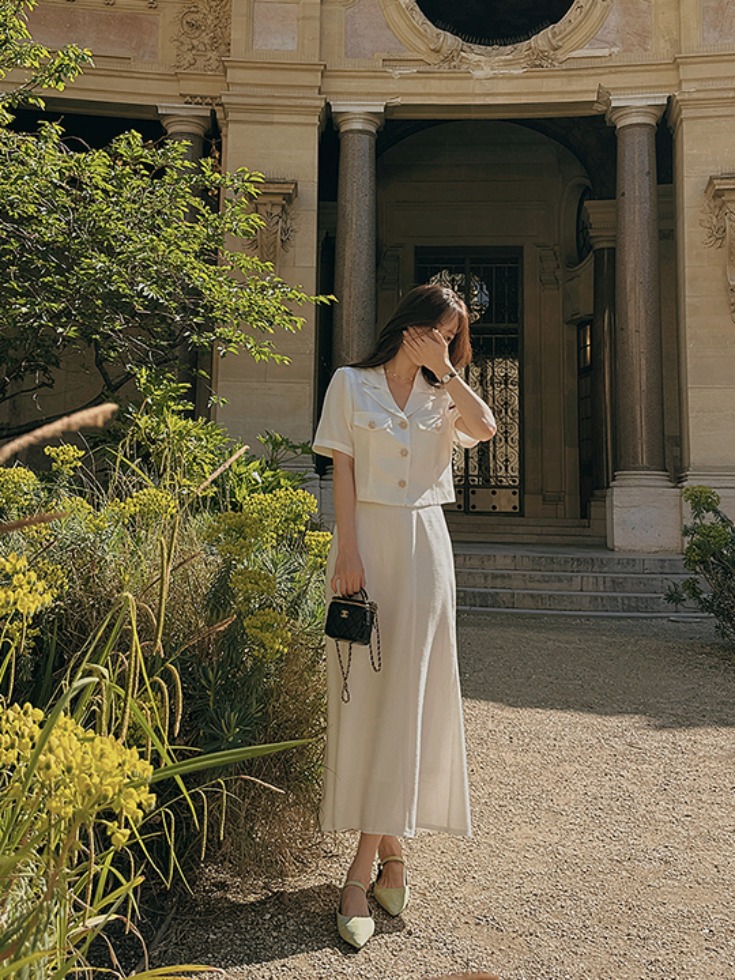 리리앤코 3천장 돌파 디케블 트위드 크롭 뒷밴딩 머메이드 투피스 세트 여름하객룩데이트룩격식룩상견례룩출근룩빅사이즈120사이즈자체제작자켓스커트뒷밴딩