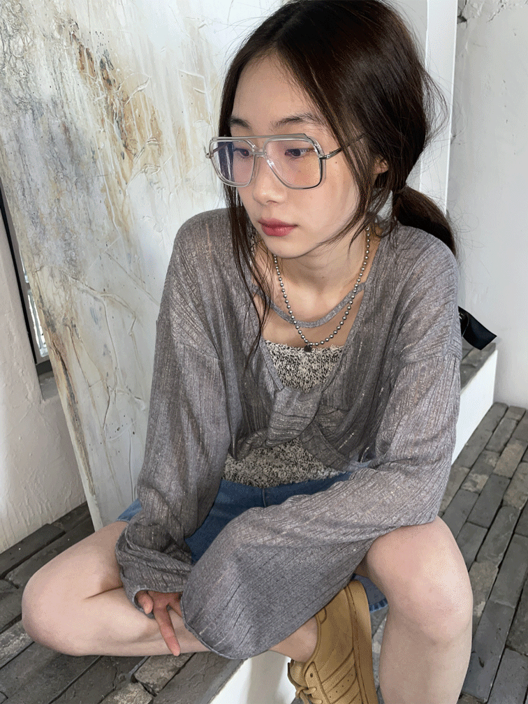 김아홉 emboss twist layered top