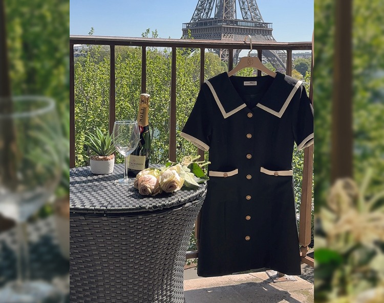 리리앤코 2천5백장 돌파 무료배송 메리슈얼 트위드 배색 세일러 카라 미니 원피스 여름 신상 썸머룩 데일리룩 여행룩 휴가룩 빅사이즈 미니원피스 배색원피스 세일러카라