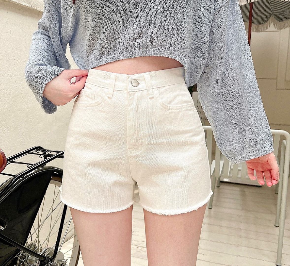 Xl 사이즈추가 베이직 하이웨스트 컷팅 반바지 2color