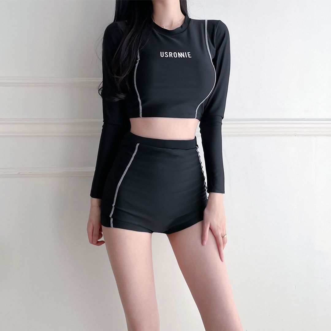4시당일발송 레이 긴팔 체형보정 하이웨스트 래쉬가드 수영복