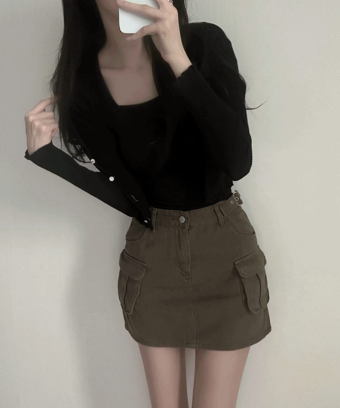 쏘볼드 [베스트-!] 카고 벨트 미니스커트 - 속바지내장(2col) y2k 캐쥬얼 힙한치마