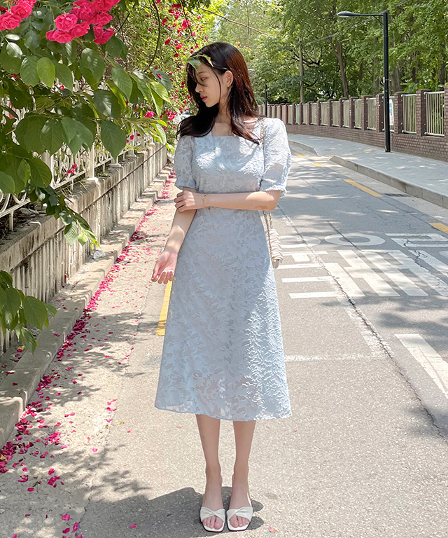 클래식블랑 국산고퀄 나니아 스퀘어넥 여름 반팔 플라워 쉬폰 레이스 뒷리본 롱원피스 반소매 하객룩 데이트룩 여름하객룩 브라이덜샤워 반팔하객룩 여름원피스 휴양지룩 셀프웨딩