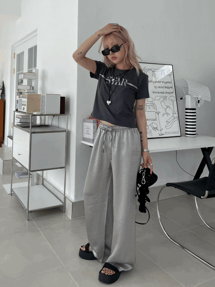 Cover Satin Long Pants