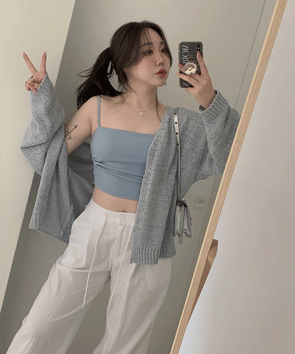 하비언니 #10748, 쫀쫀 스판 레이어드 셔링 크롭 캡 나시t : 5color