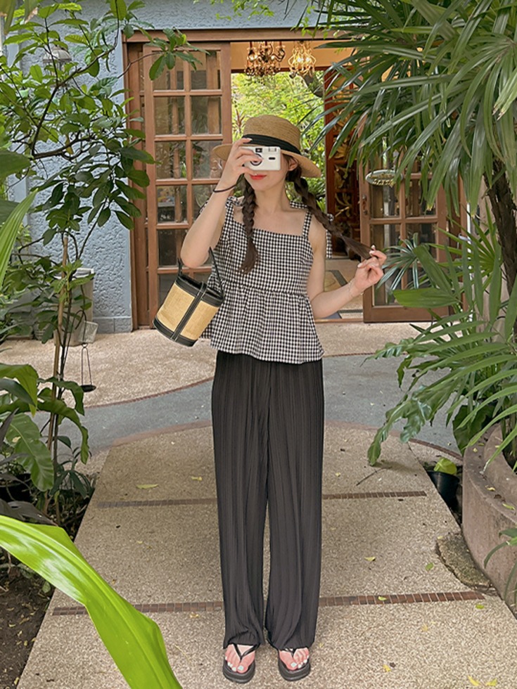 리리앤코 숏기본롱 캘러피 밴딩 쿨링 플리츠 와이드 팬츠 여름 신상 썸머룩 데일리룩 바캉스룩 여행룩 휴양지룩 공항룩 데이트룩 캐주얼룩 와이드팬츠 트레이닝 밴딩팬츠