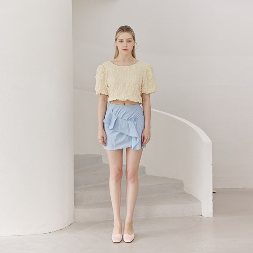 블랭크라벨 RAINA PUFF RIBBON BLOUSE [YELLOW]