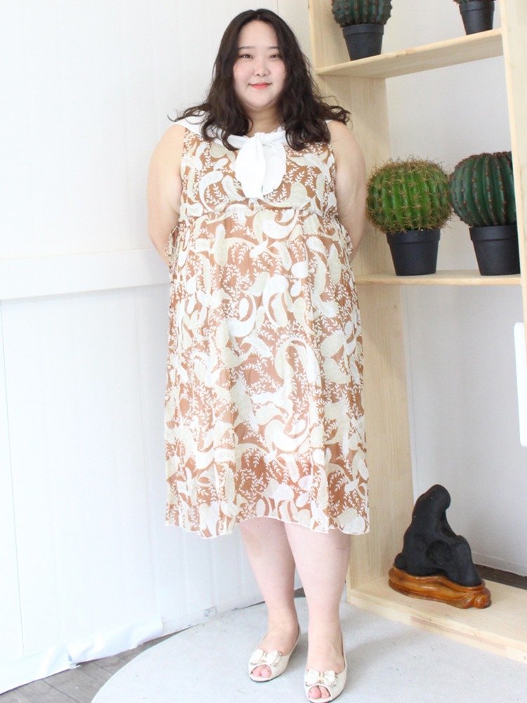 빅사이즈 여성 롱원피스 플라워 바캉스 나시 여름 민소매원피스 4XL 6XL 8XL 120사이즈