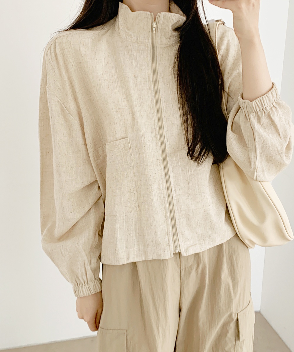 제이리본 린넨30휘뚜루마뚜루 린넨크롭집업 포켓 스트링 가벼운 시원한 여름 긴팔 바람막이 점퍼 밴딩 루즈핏 썸머 스포티 캐주얼 아우터 캠핑룩 바캉스 휴양지룩 비치웨어