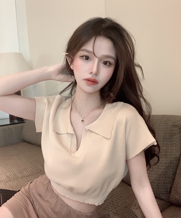 에이퍼플 카라넥 반팔 지퍼 집업 카라넥 여성스러운 반팔티 스포티 아노락 여성 데일리룩 크롭 밑단 밴딩 물결 여성스러운 데일리룩 여름신상